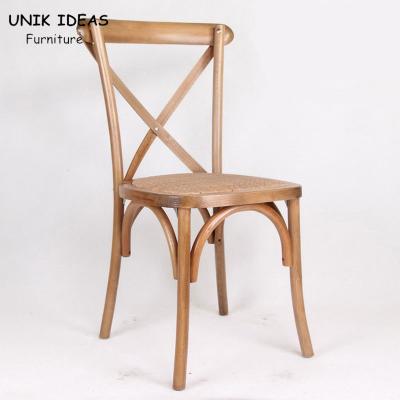 China Stackable Solid Wood Wedding Banquet Chair Oak Beech X Back 250kg Load Capacity for sale