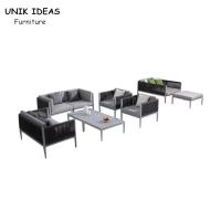 China Modern Simple Sofa Set Design Aluminum Frame Rope Waterproof Outside Garden Sofa for sale