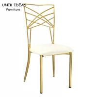 China Gold Chameleon Banquet Wedding Chair Stackable Metal Cross Back 42x46x93cm for sale