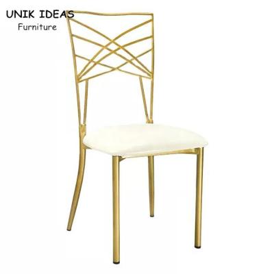 China Gold Chameleon Banquet Wedding Chair Stackable Metal Cross Back 42x46x93cm for sale