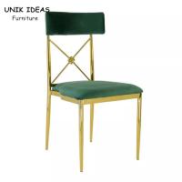 China Green Cushion Gold Stainless Steel Frame Wedding Chair 460x480x980mm for Event for sale