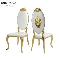 China Modern Gold White Stainless Steel Banquet Chair Luxury Wedding Chair Stackable 4-6pcs for sale