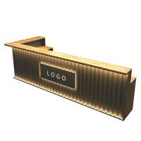 China Industrial Style Coffee Shop Bar Counter Custom Size Plywood MDF Commercial Service Desk for sale