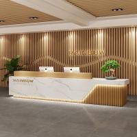 China Modern LED Light Wood Bar Counter Custom Size Restaurant Furniture with Plywood MDF for sale