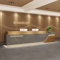 China Modern LED Light Wood Bar Counter Custom Size Restaurant Furniture with Plywood MDF for sale