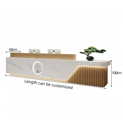China Customized Nordic Style Wooden Office Front Desk Reception Desk for Salon Barber Shop Cafe for sale