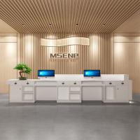 China Customized Nordic Style Wooden Office Front Desk Reception Desk for Salon Barber Shop Cafe for sale
