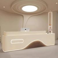 China Customizable Restaurant Bar Counter Durable Plywood MDF Reception Desk for Coffee Shop Fast Food for sale