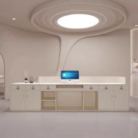 China Customizable Restaurant Bar Counter Durable Plywood MDF Reception Desk for Coffee Shop Fast Food for sale