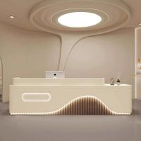 China Customizable Restaurant Bar Counter Durable Plywood MDF Reception Desk for Coffee Shop Fast Food for sale