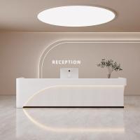 China Custom Luxury Wooden Reception Desk Commercial Office Hotel Front Counter MDF Plywood for sale