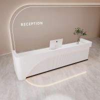 China Custom Luxury Wooden Reception Desk Commercial Office Hotel Front Counter MDF Plywood for sale