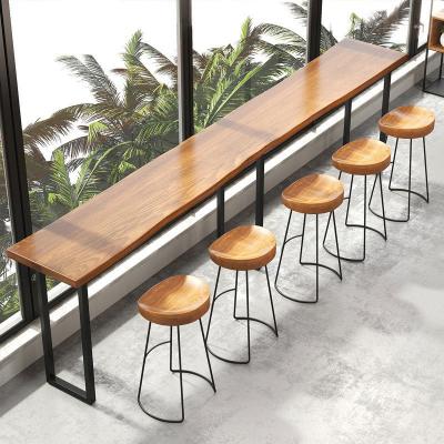 China Industrial Metal Wood Bar Table and Chairs Set Customizable Height High Stools for Bar Furniture for sale