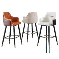 China Modern Metal Arm Orange Synthetic Leather Bar Stool 50x50x106cm Seat Height 65cm for sale