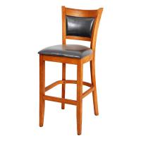 China Solid Wood Bar Stool with Leather Japanese Style High Chair for Restaurant Bar Counter 2pcs MOQ for sale