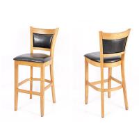 China Solid Wood Bar Stool with Leather Japanese Style High Chair for Restaurant Bar Counter 2pcs MOQ for sale