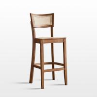 China Solid Wood and Rattan Bar Counter Stool Durable Kitchen Breakfast Bar Stool 2pcs MOQ for sale