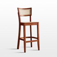 China Solid Wood and Rattan Bar Counter Stool Durable Kitchen Breakfast Bar Stool 2pcs MOQ for sale