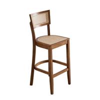 China Solid Wood and Rattan Bar Counter Stool Durable Kitchen Breakfast Bar Stool 2pcs MOQ for sale