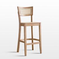 China Solid Wood and Rattan Bar Counter Stool Durable Kitchen Breakfast Bar Stool 2pcs MOQ for sale
