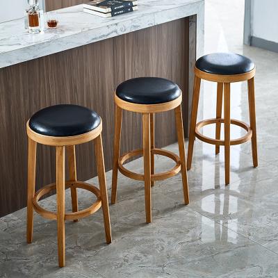 China Solid Wood Bar Counter Stools with Leather Upholstery Durable 2pcs MOQ for sale