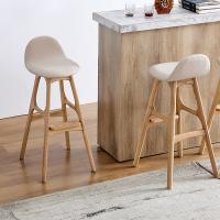 China Modern Solid Wood and Leather Bar Stool Counter Height 75cm Durable Bar Chair for Restaurant Cafe for sale