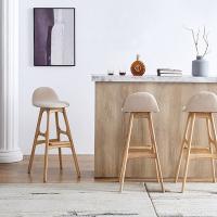 China Modern Solid Wood and Leather Bar Stool Counter Height 75cm Durable Bar Chair for Restaurant Cafe for sale