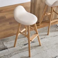 China Modern Solid Wood and Leather Bar Stool Counter Height 75cm Durable Bar Chair for Restaurant Cafe for sale