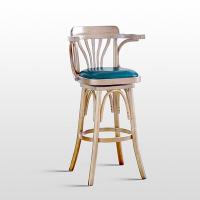 China British Style Luxury Wooden Swivel Bar Stool Solid Wood PU Leather High Bar Chair for Home Cafe Restaurant for sale