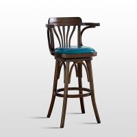 China British Style Luxury Wooden Swivel Bar Stool Solid Wood PU Leather High Bar Chair for Home Cafe Restaurant for sale