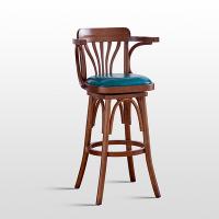 China British Style Luxury Wooden Swivel Bar Stool Solid Wood PU Leather High Bar Chair for Home Cafe Restaurant for sale