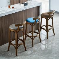 China Nordic Rustic High Bar Chair Solid Wood PU Fabric Counter Stool 2pcs MOQ for sale