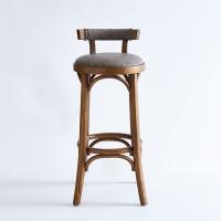 China Nordic Rustic High Bar Chair Solid Wood PU Fabric Counter Stool 2pcs MOQ for sale