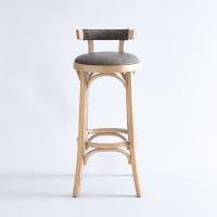 China Nordic Rustic High Bar Chair Solid Wood PU Fabric Counter Stool 2pcs MOQ for sale