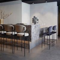 China Velvet Fabric Tall Bar Chair 37x40x105cm Modern Dining Chair Wholesale for sale