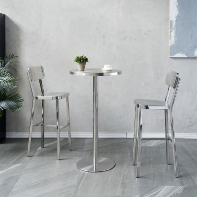 China Industrial Outdoor Bistro Stainless Steel KTV Chair and SH60cm Bar Table Set for sale