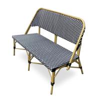 China Outdoor Garden Patio French Bistro Cafe Aluminum 2 Seater Rattan Bench Chair 120x60x90cm for sale
