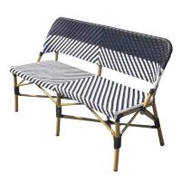 China Outdoor Garden Patio French Bistro Cafe Aluminum 2 Seater Rattan Bench Chair 120x60x90cm for sale