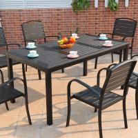 China WPC Aluminum Outdoor Dining Table and Chairs Set 60cm 80cm Custom Patio Furniture for sale