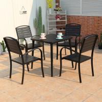 China WPC Aluminum Outdoor Dining Table and Chairs Set 60cm 80cm Custom Patio Furniture for sale