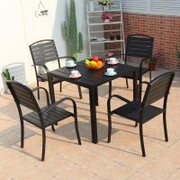 China WPC Aluminum Outdoor Dining Table and Chairs Set 60cm 80cm Custom Patio Furniture for sale