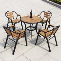 China WPC Outdoor Table and Chair Set Aluminum Frame Leisure Furniture for Patio Garden 60cm 80cm for sale