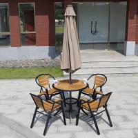 China WPC Outdoor Table and Chair Set Aluminum Frame Leisure Furniture for Patio Garden 60cm 80cm for sale