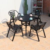 China WPC Outdoor Table and Chair Set Aluminum Frame Leisure Furniture for Patio Garden 60cm 80cm for sale