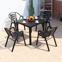 China WPC Outdoor Table and Chair Set Aluminum Frame Leisure Furniture for Patio Garden 60cm 80cm for sale