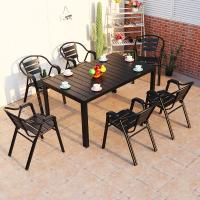 China WPC Outdoor Table and Chair Set Aluminum Frame Leisure Furniture for Patio Garden 60cm 80cm for sale