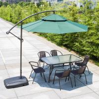 China Outdoor Patio Rattan Dining Table and Chair Set 6 Seater Metal Frame Glass Top for sale