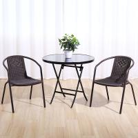 China Outdoor Patio Rattan Dining Table and Chair Set 6 Seater Metal Frame Glass Top for sale