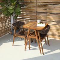 China Rattan Garden Table and Chairs Set 60x60x75cm Indoor Outdoor Space Saving Furniture for sale