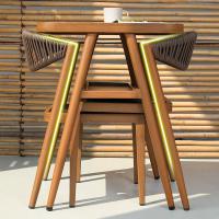 China Rattan Garden Table and Chairs Set 60x60x75cm Indoor Outdoor Space Saving Furniture for sale